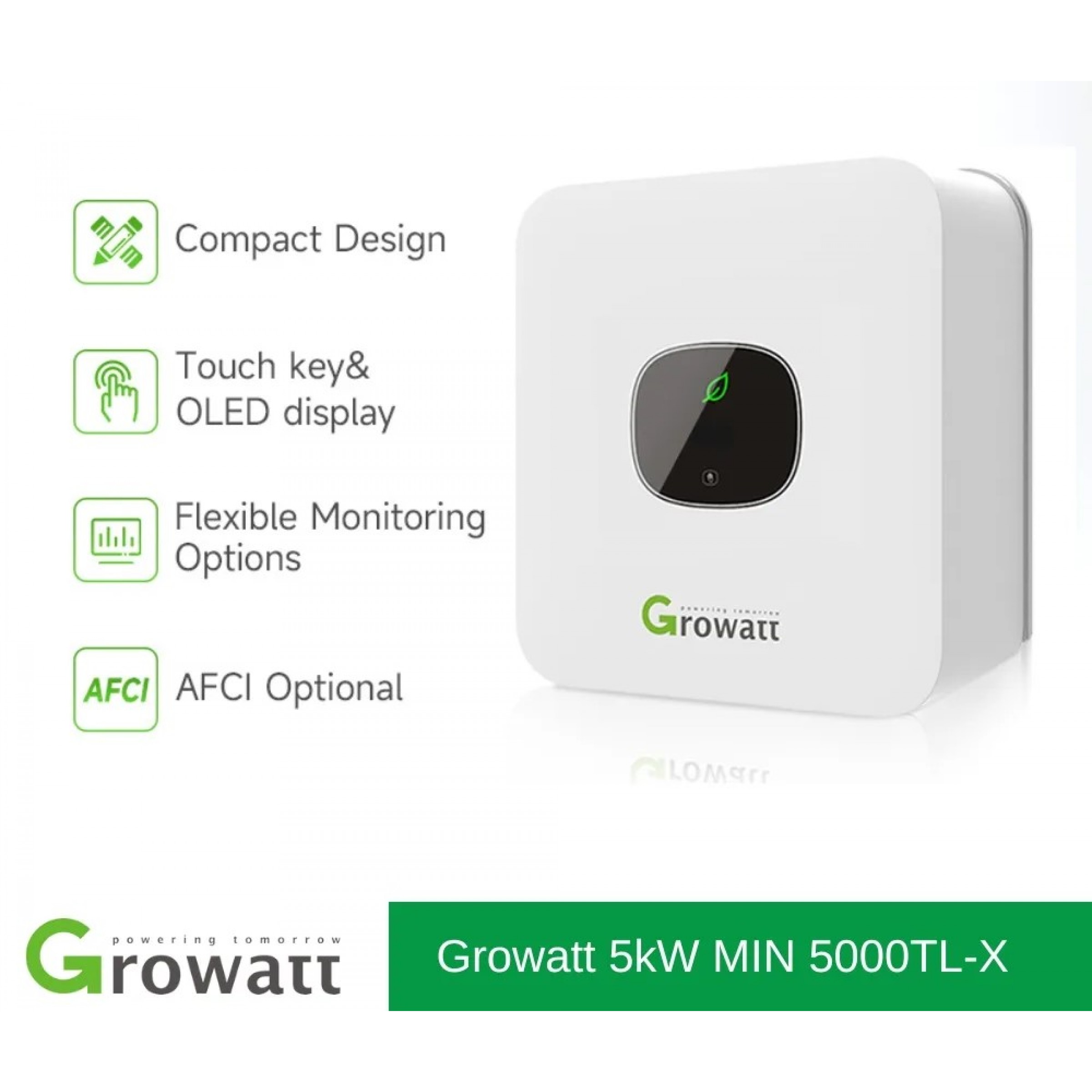 Growatt inverter MIN 5000 TL-X, 5KW, 2MPPT warrantly 10 years - On grid